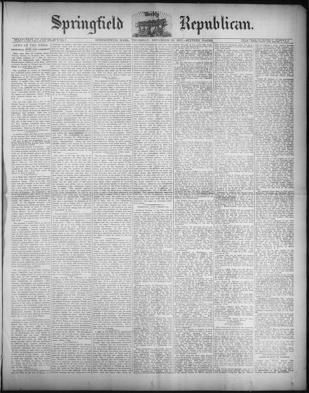 Springfield Weekly Republican. November 21, 1912 - Digital Commonwealth