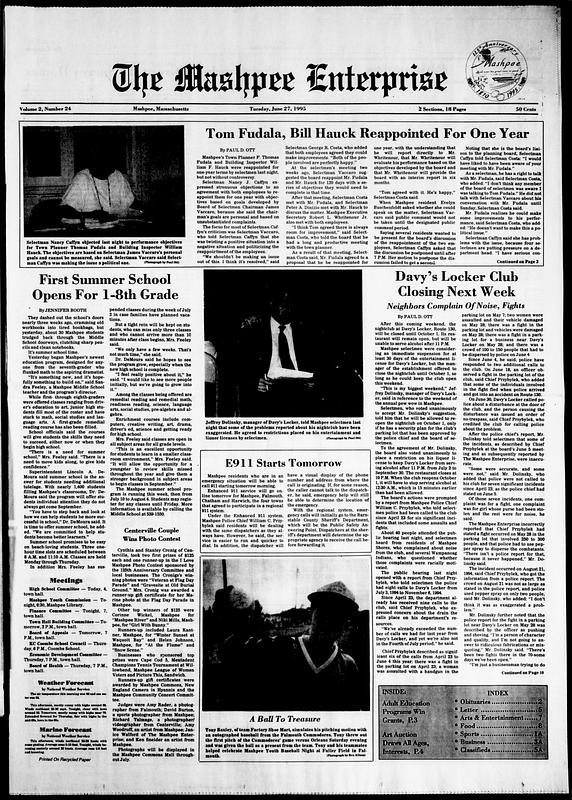 The Mashpee Enterprise. June 27, 1995 - Digital Commonwealth