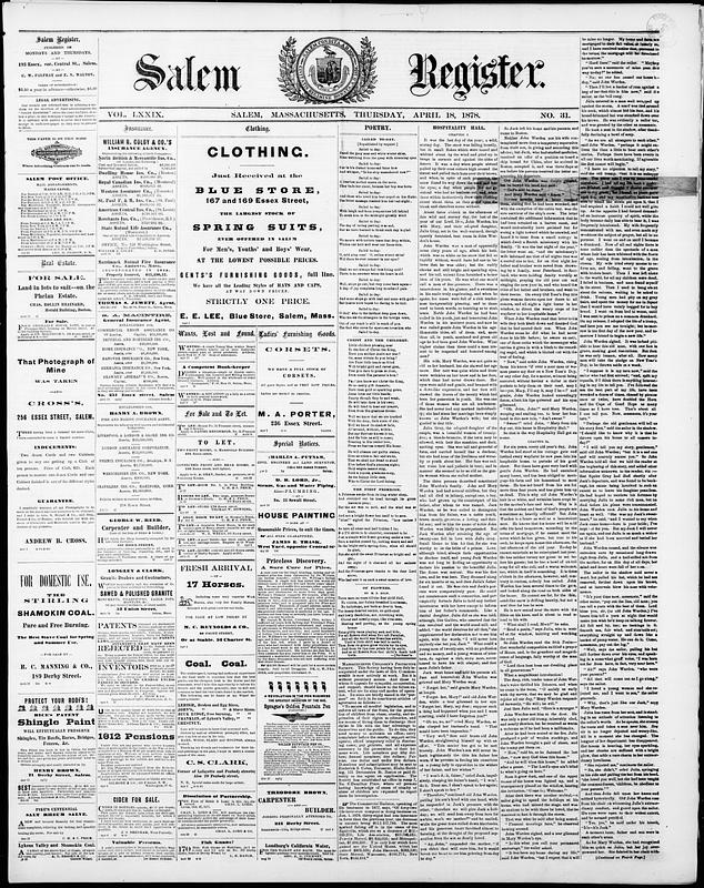 Salem Register. April 18, 1878 - Digital Commonwealth