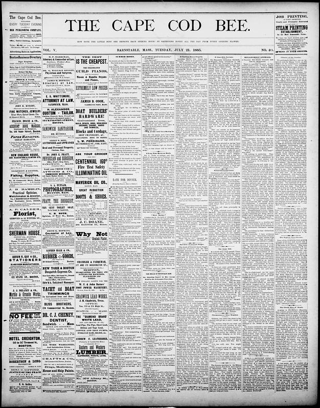 The Cape Cod Bee. July 21, 1885 - Digital Commonwealth