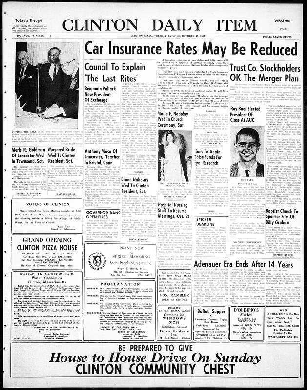 Clinton Daily Item. October 15, 1963 - Digital Commonwealth