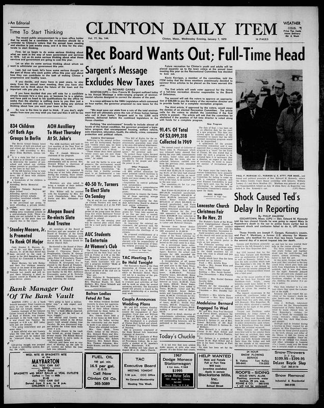 Clinton Daily Item. January 07, 1970 - Digital Commonwealth