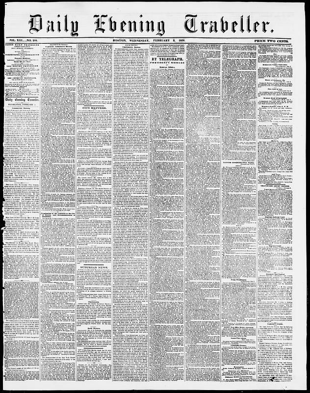 Daily Evening Traveller. February 03, 1858 - Digital Commonwealth