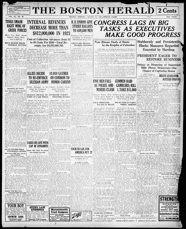 Boston Herald. August 29, 1921 - Digital Commonwealth