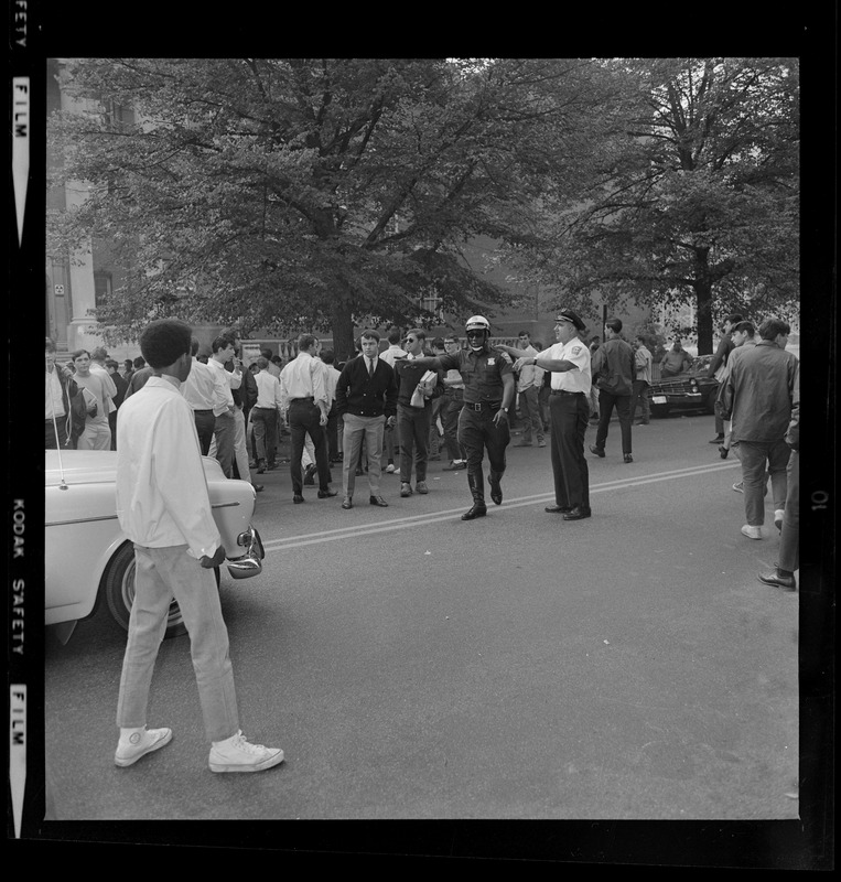 Students and police outside English High School on day of protests ...