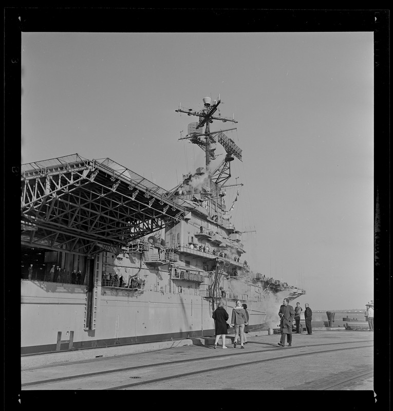 View of the USS Wasp carrier from the dock - Digital Commonwealth