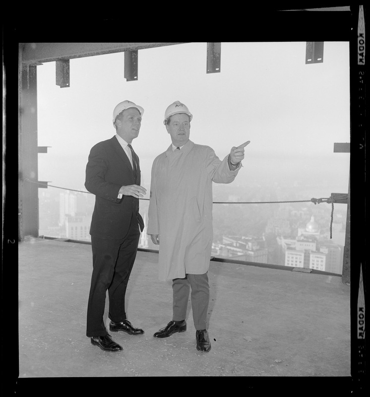 Kevin White and another man on the construction site - Digital Commonwealth