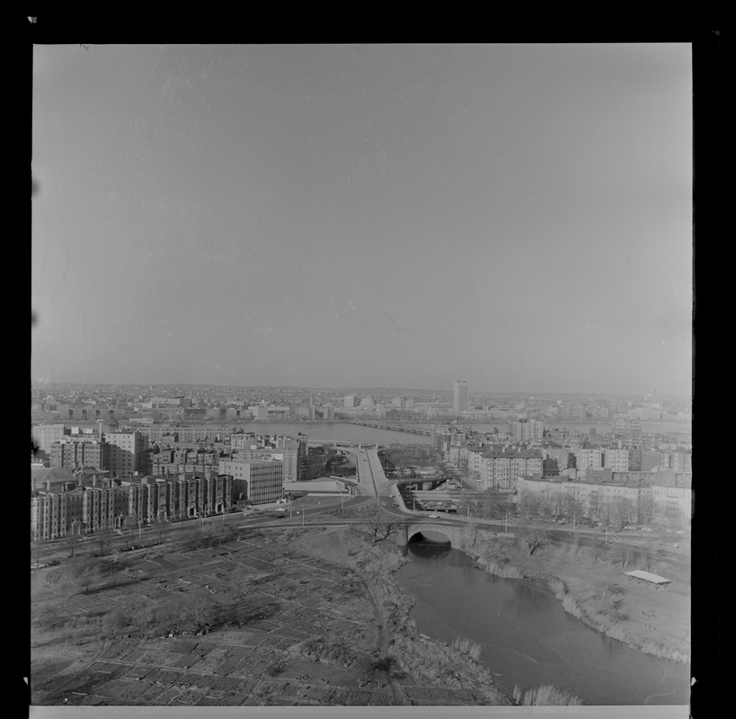 Aerial view of the MDC overpass complex and the Back Bay Fens - Digital ...