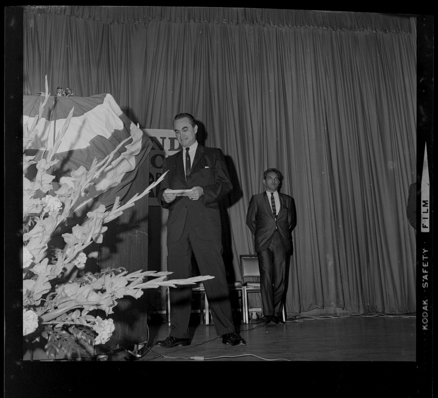 George Wallace, former governor of Alabama, preparing to speak at ...