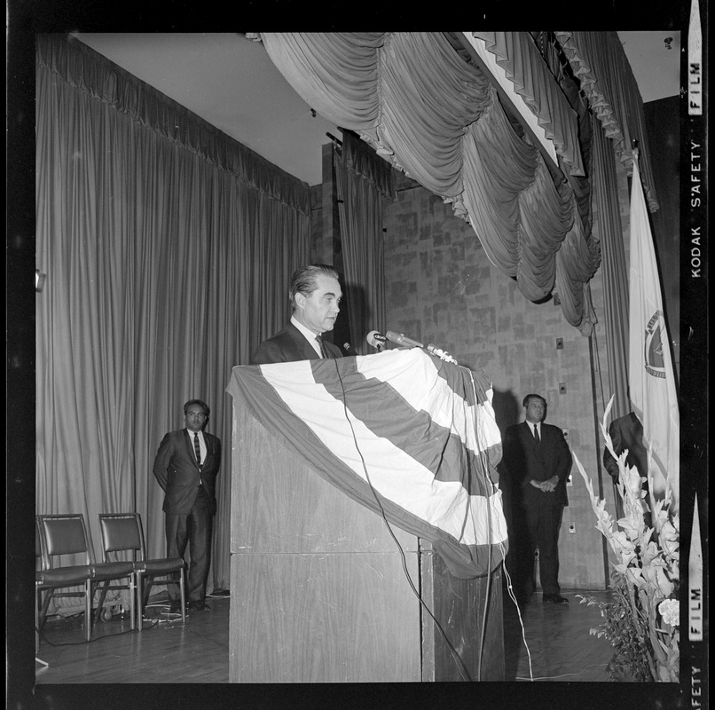 George Wallace, former governor of Alabama, speaking at presidential ...
