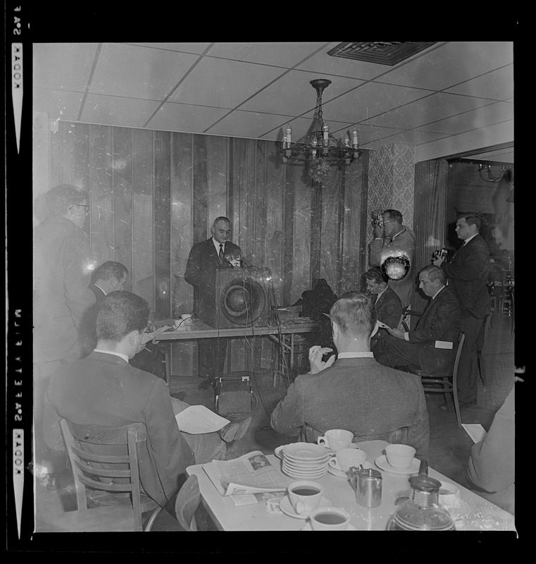 Full room view of the Francis X. Bellotti press conference addressing ...