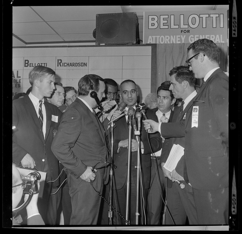 Francis X. Bellotti being interviewed after conceding at his ...