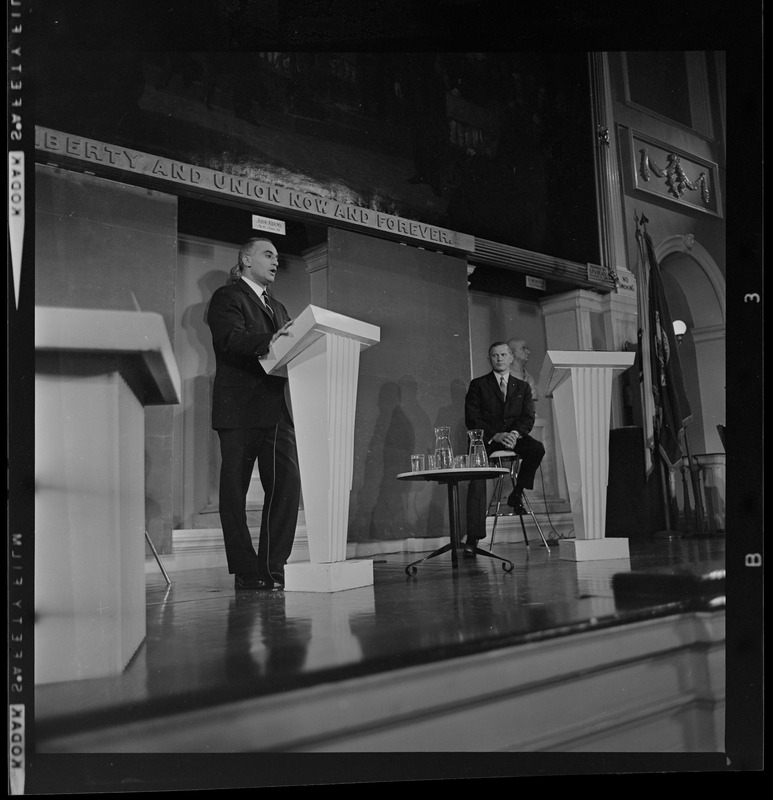 Lt. Gov. Francis X. Bellotti and former Gov. Volpe during the debate ...