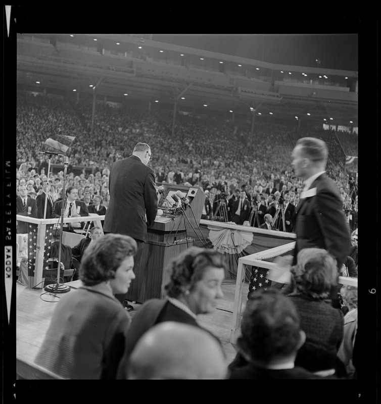 Man speaking at Republican rally at Fenway Park for Presidential ...