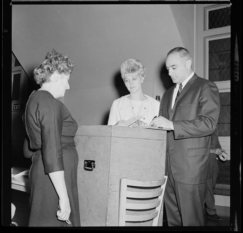 Mr. and Mrs. Frank Bellotti voted at Ward 5, Precinct 8 in Wollaston ...