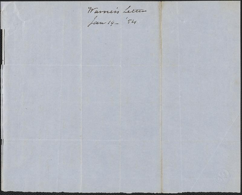Samuel Warner to E. Bradbury, 19 January 1854 - Digital Commonwealth