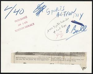 Out of Plate -- Umpire Emmett Ashford gives out sign after Red Sox ...