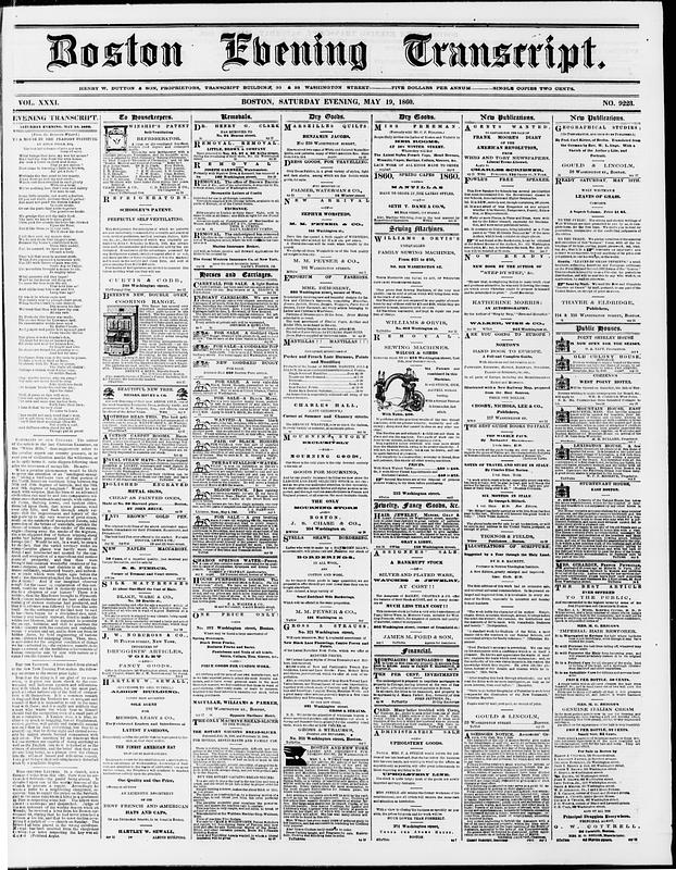 Boston Evening Transcript. May 19, 1860 - Digital Commonwealth