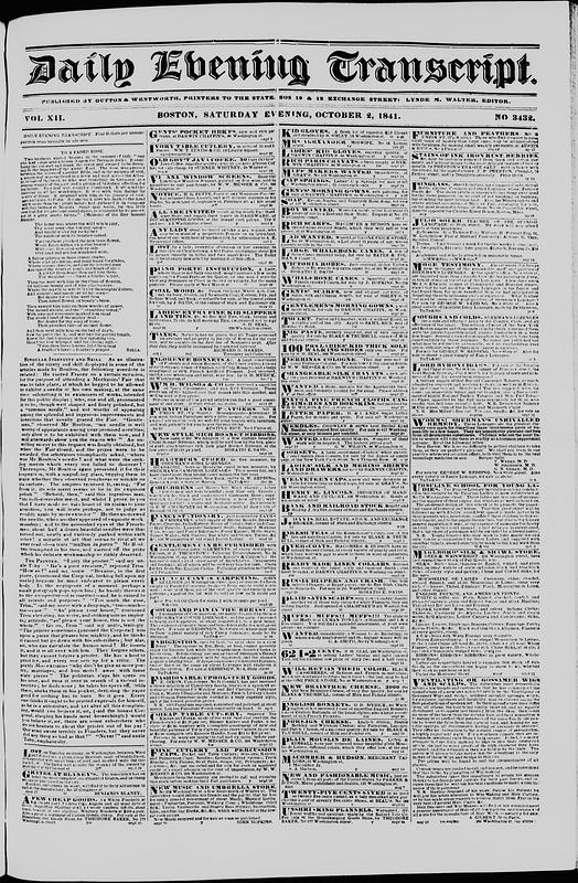 Daily Evening Transcript. October 02, 1841 - Digital Commonwealth