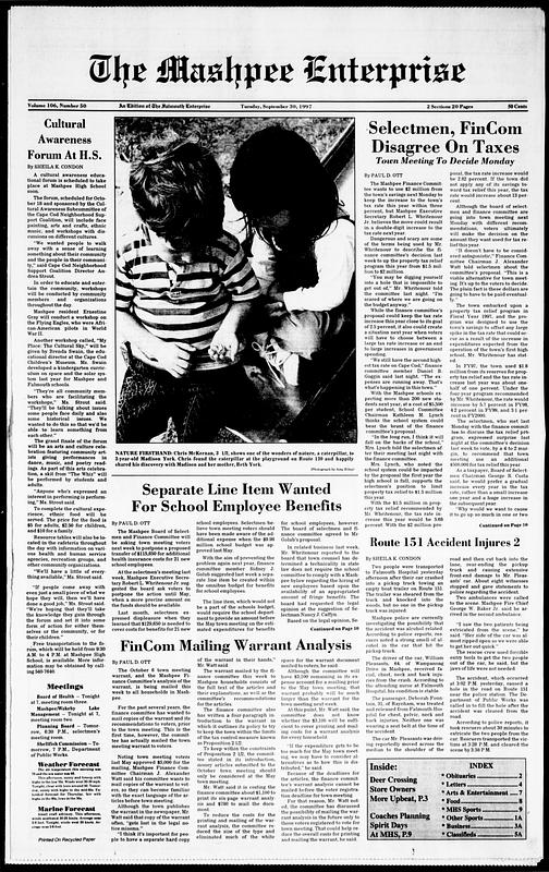 The Mashpee Enterprise. September 30, 1997 - Digital Commonwealth