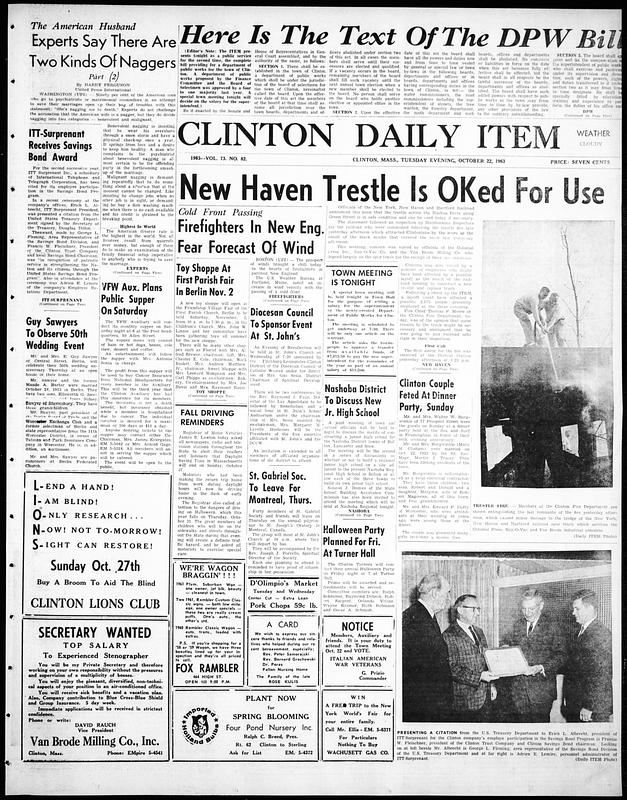 Clinton Daily Item. October 22, 1963 - Digital Commonwealth
