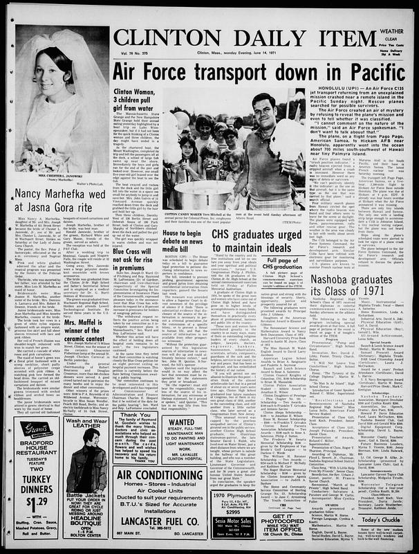 Clinton Daily Item. June 14, 1971 - Digital Commonwealth