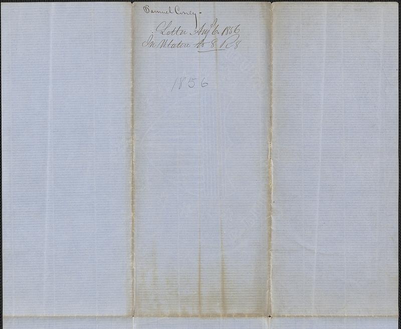 Samuel Cony to W. A. Harrington, 6 August 1856 - Digital Commonwealth