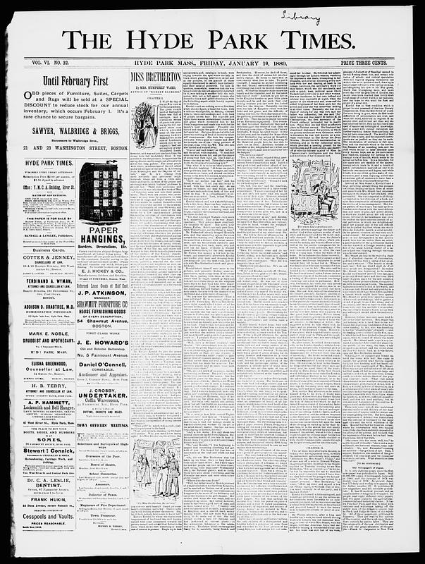 The Hyde Park Times. January 18, 1889 - Digital Commonwealth