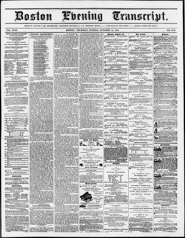 Boston Evening Transcript. October 21, 1858 - Digital Commonwealth