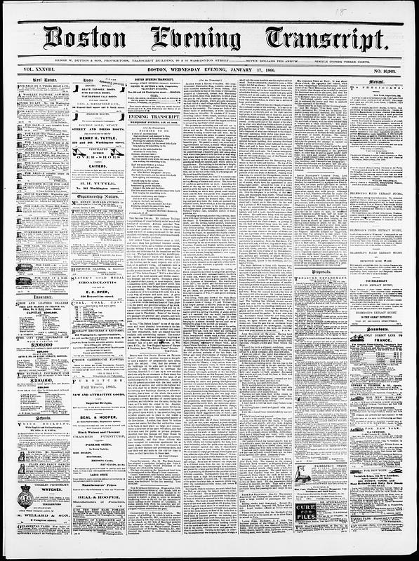Boston Evening Transcript. January 17, 1866 - Digital Commonwealth