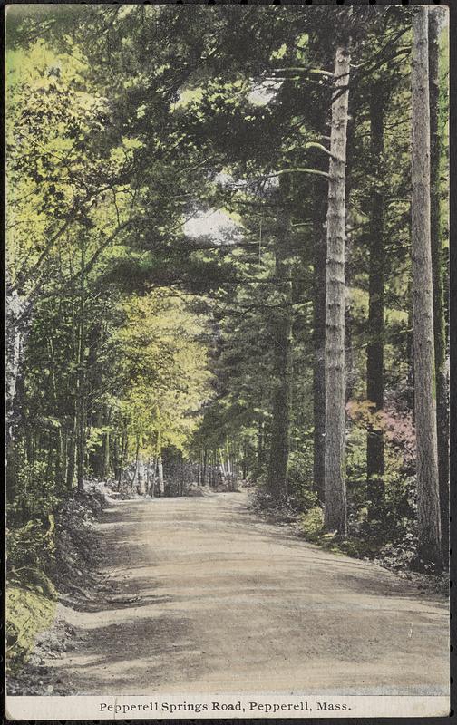 Pepperell Springs road view through woods - Digital Commonwealth