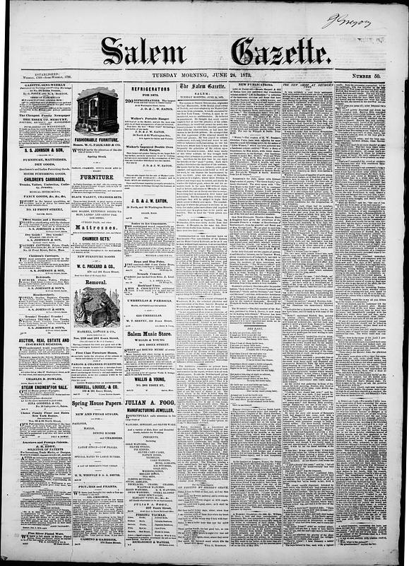 The Salem Gazette. June 24, 1873 - Digital Commonwealth