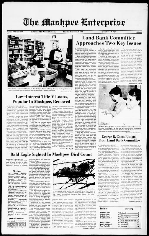 The Mashpee Enterprise. December 31, 1998 - Digital Commonwealth