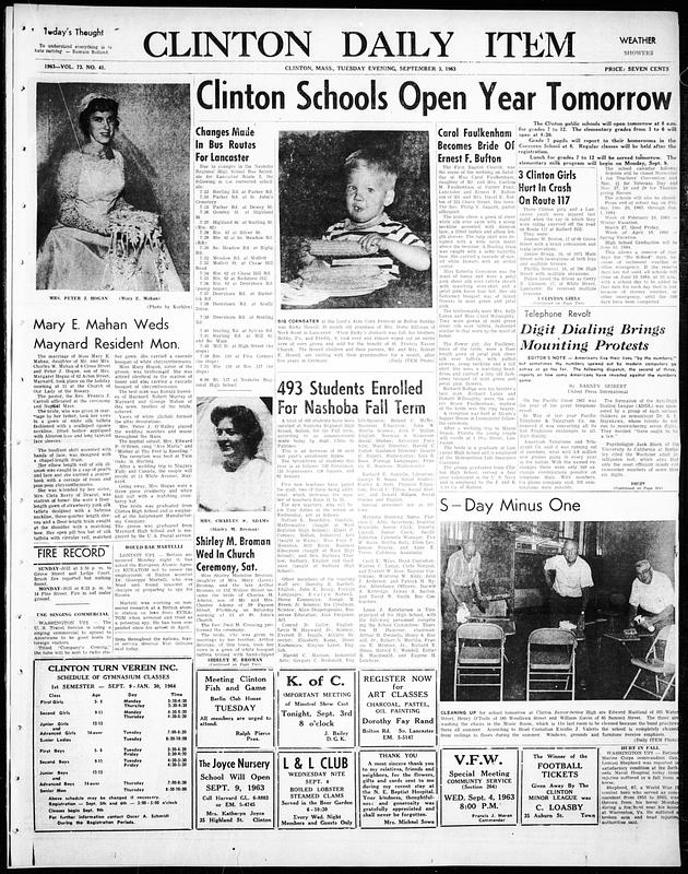 Clinton Daily Item. September 03, 1963 - Digital Commonwealth