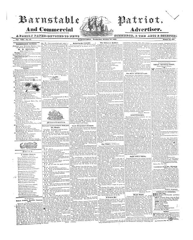 Barnstable Patriot, and Commercial Advertiser. October 18, 1837 ...