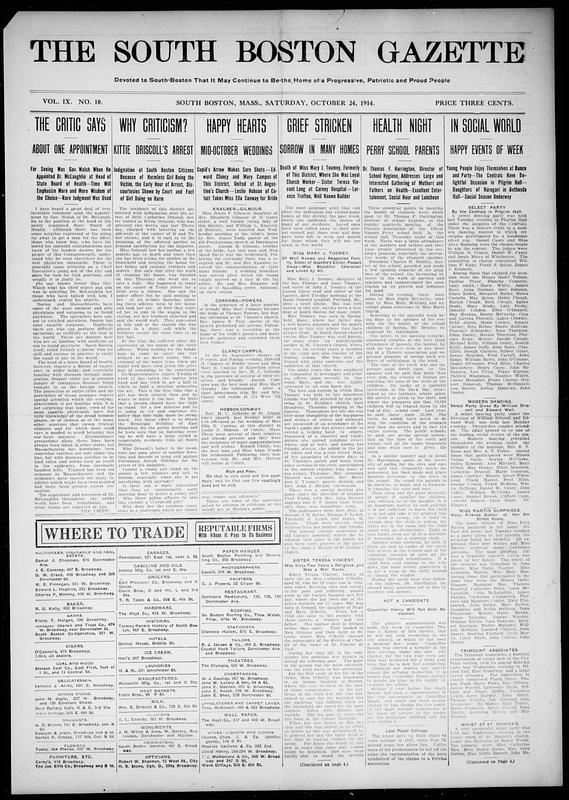 South Boston Gazette, October 24, 1914 - Digital Commonwealth