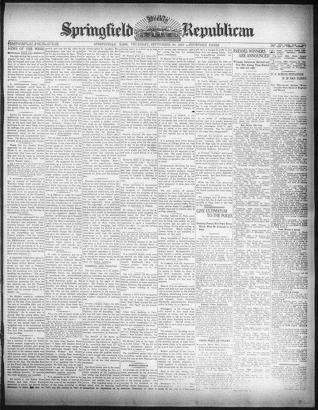 Springfield Weekly Republican. September 30, 1920 - Digital Commonwealth
