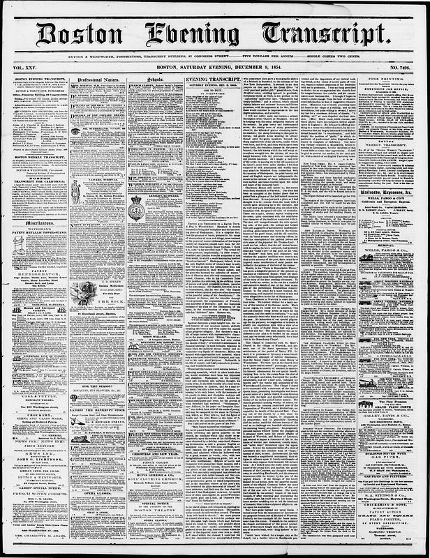Boston Evening Transcript. December 09, 1854 - Digital Commonwealth