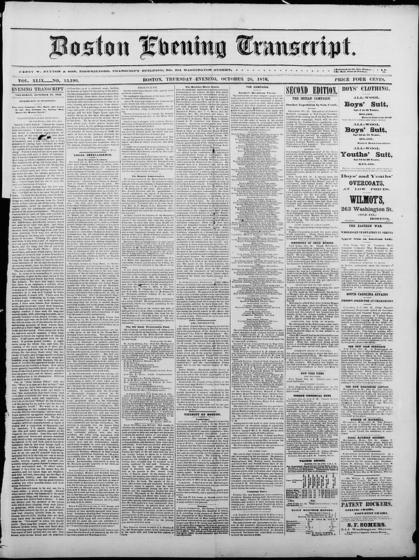 Boston Evening Transcript. October 26, 1876 - Digital Commonwealth