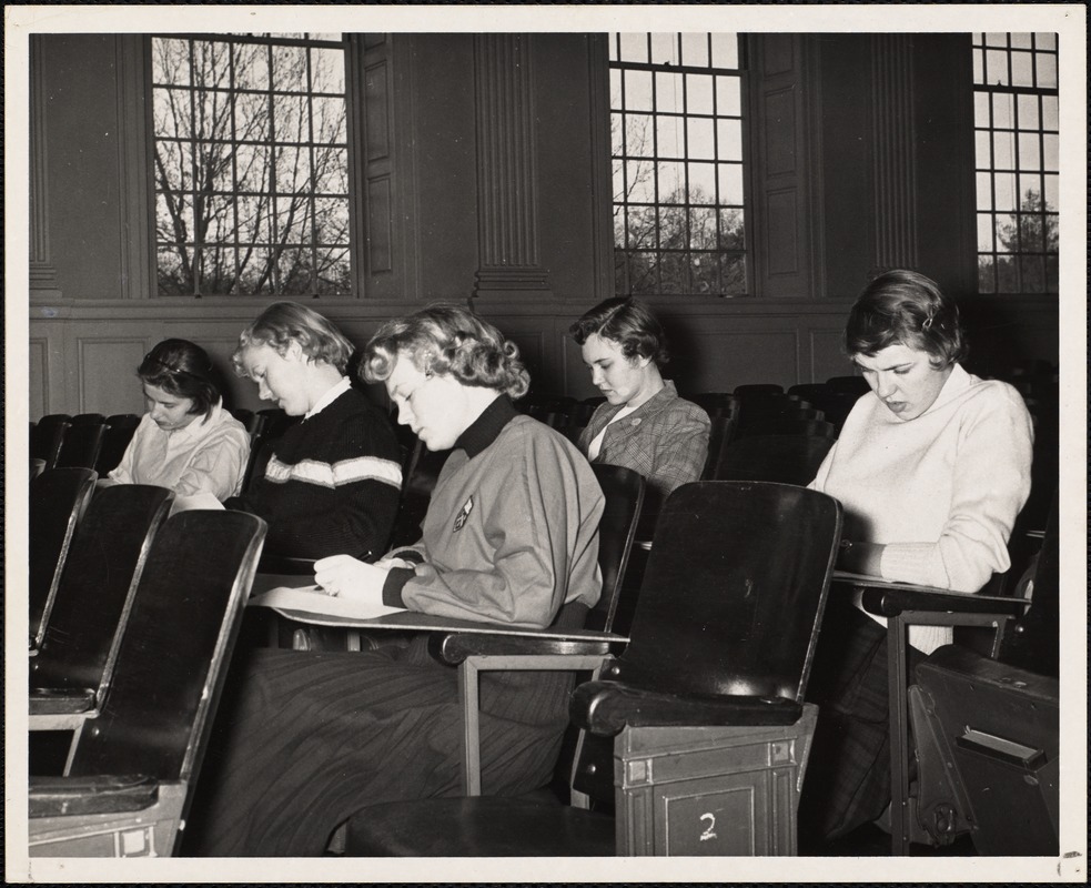 Students taking mid-year examination - Digital Commonwealth