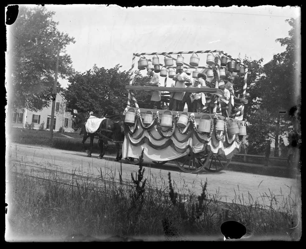 Buckets float pulled by two horses - Digital Commonwealth