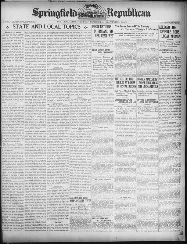 Springfield Weekly Republican. December 31, 1931 - Digital Commonwealth