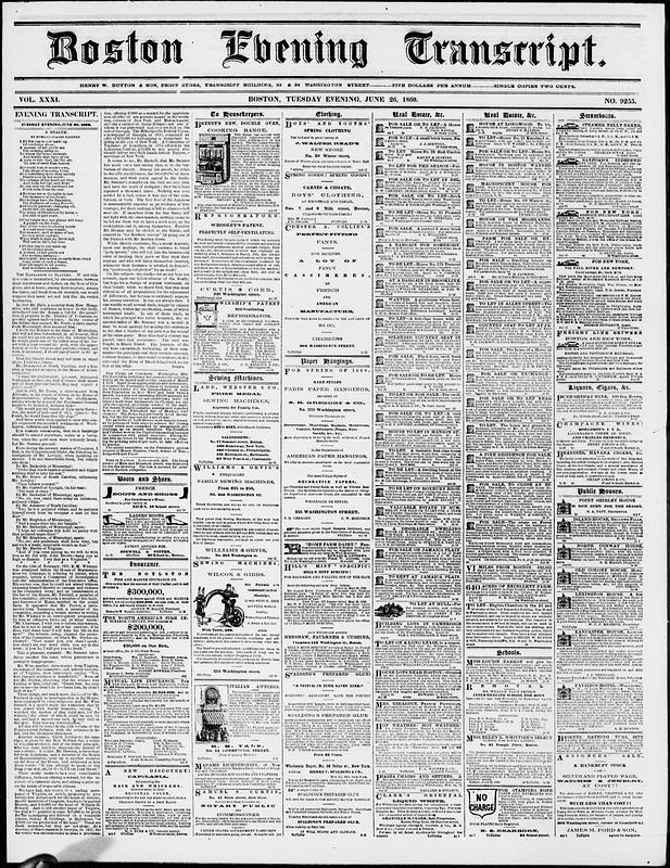 Boston Evening Transcript. June 26, 1860 - Digital Commonwealth