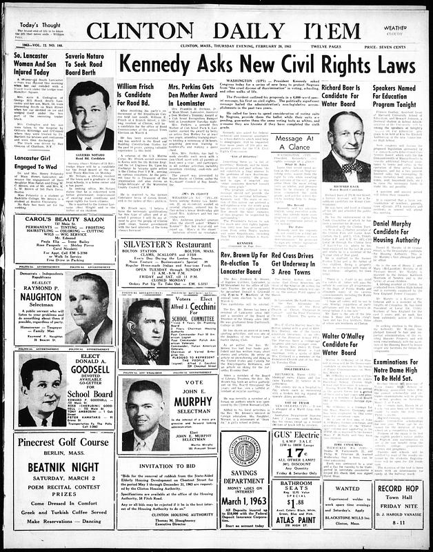 Clinton Daily Item. February 28, 1963 - Digital Commonwealth