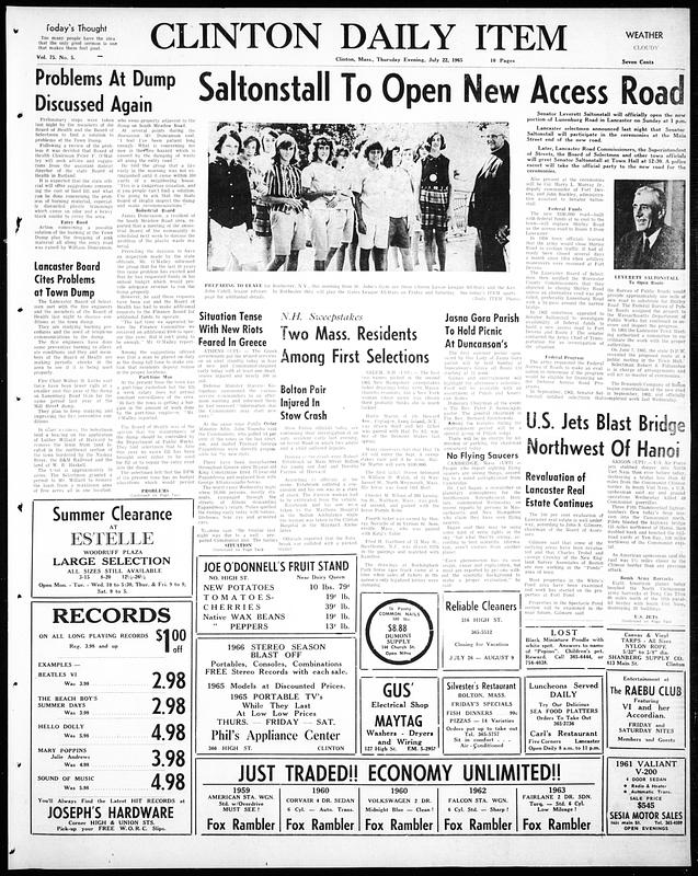 Clinton Daily Item. July 22, 1965 - Digital Commonwealth
