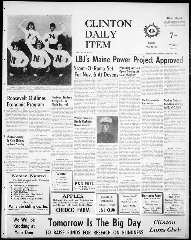 Clinton Daily Item. October 16, 1965 - Digital Commonwealth