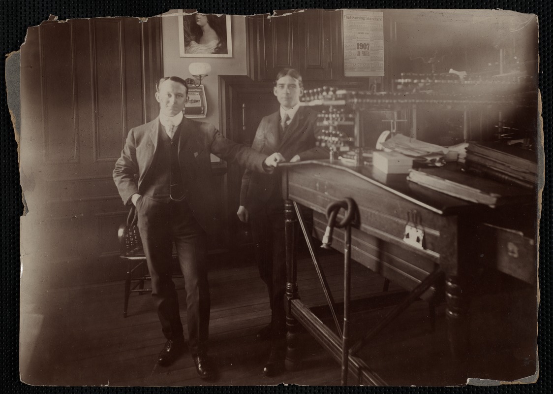 Philip C. Holmes in Pierce Brothers Office - Digital Commonwealth
