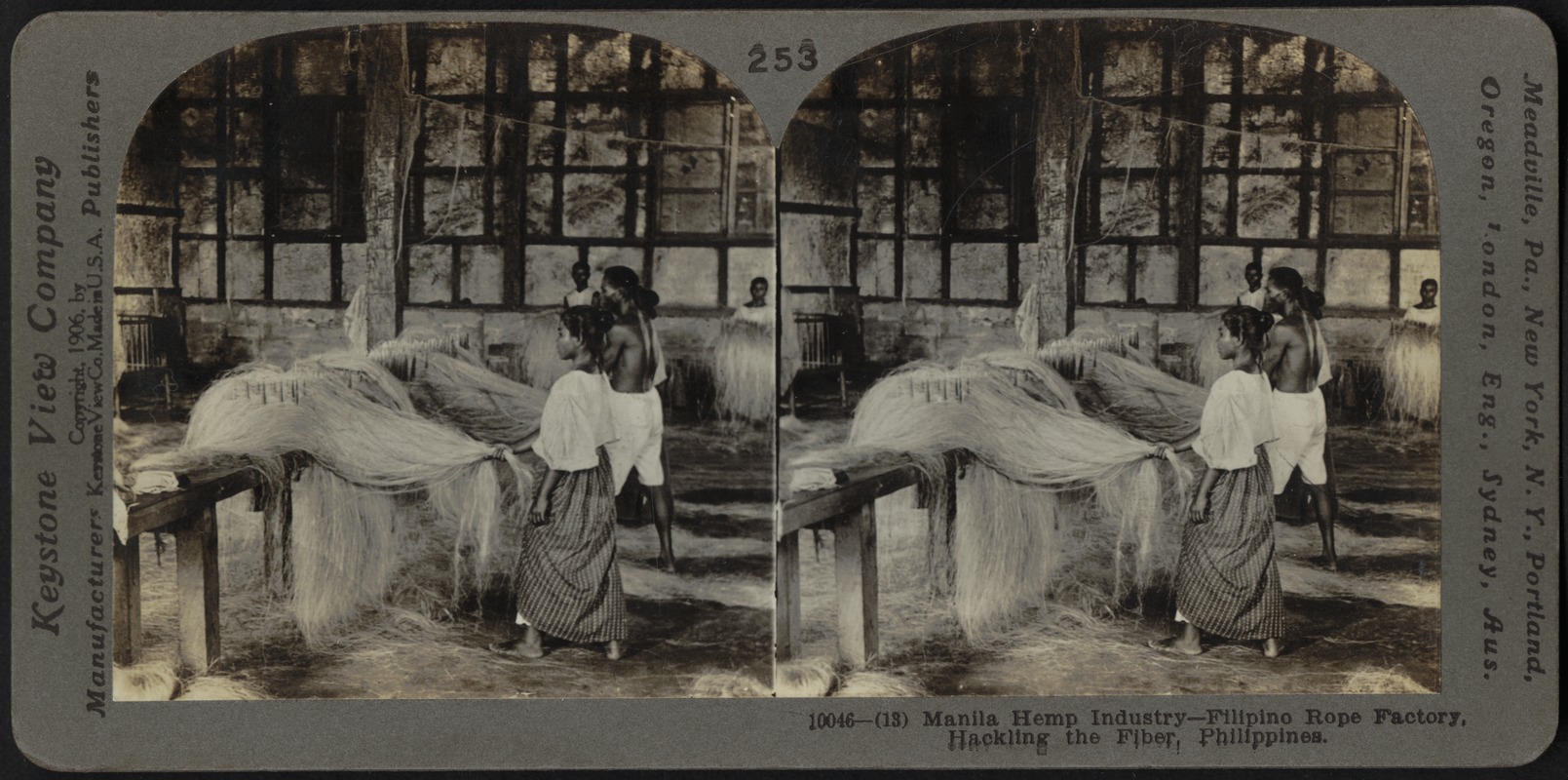 Filipino rope factory, hackling the fiber - Digital Commonwealth