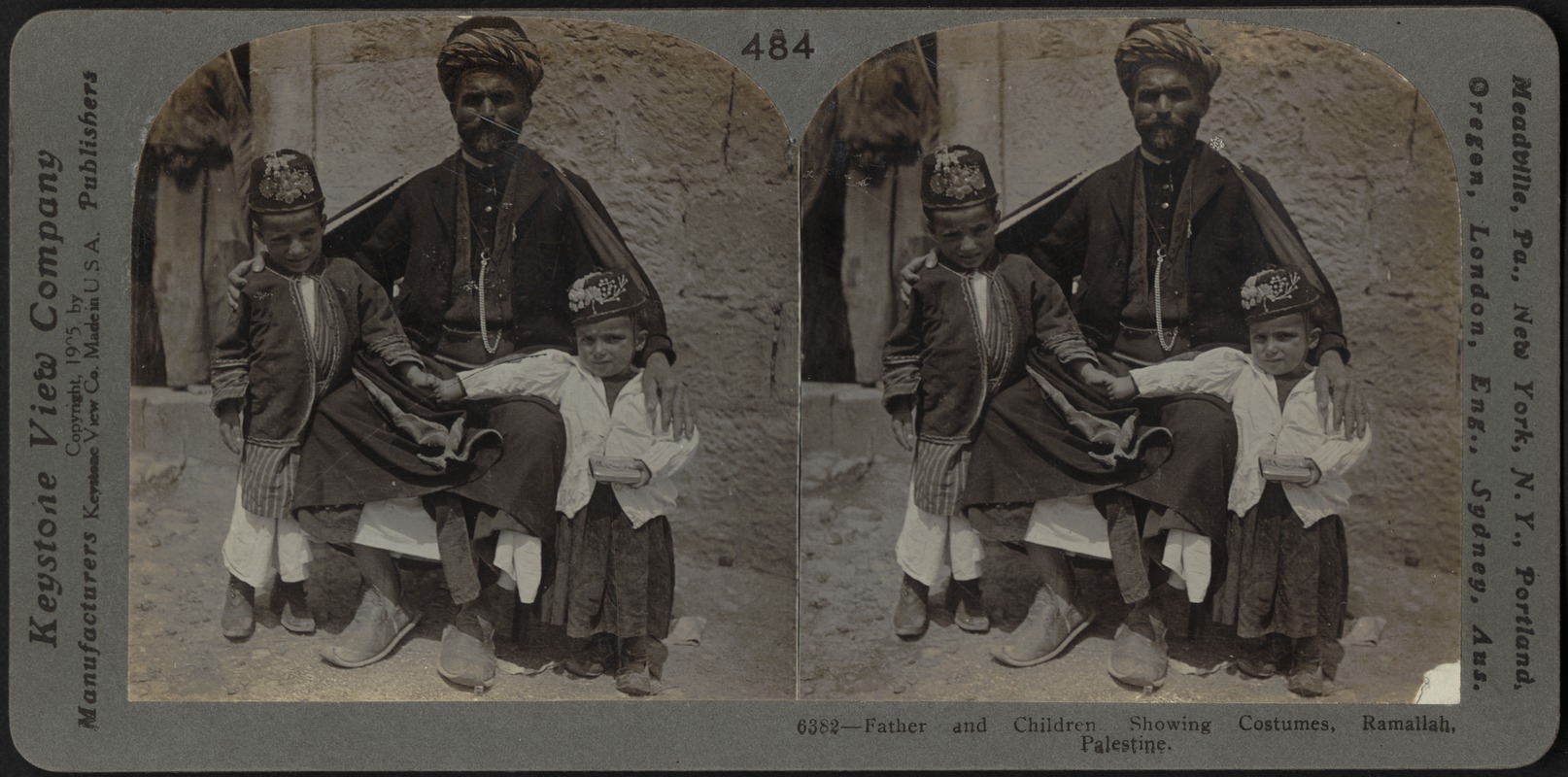Father and children, showing costumes, Ramallah, Palestine - Digital ...