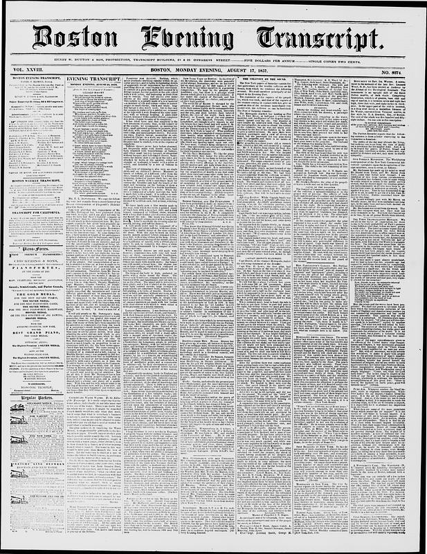 Boston Evening Transcript. August 17, 1857 - Digital Commonwealth